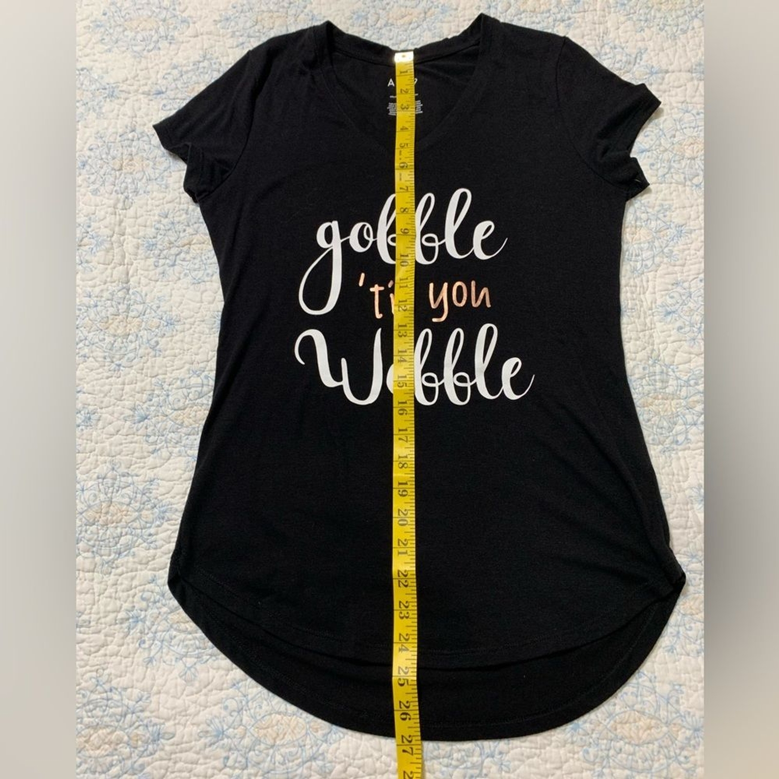 Gobble Till You Wobble Soft Black Tee Size:XS *Perfect for Thanksgiving ...