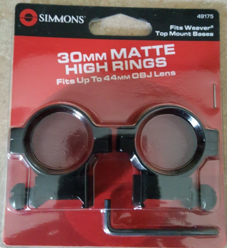 Simmons 49175 30MM High Scope Rings Matt Black - Fits Up To 44mm OBJ ...