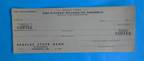 WWII Ration check, Coffee, People's State Bank | eBay