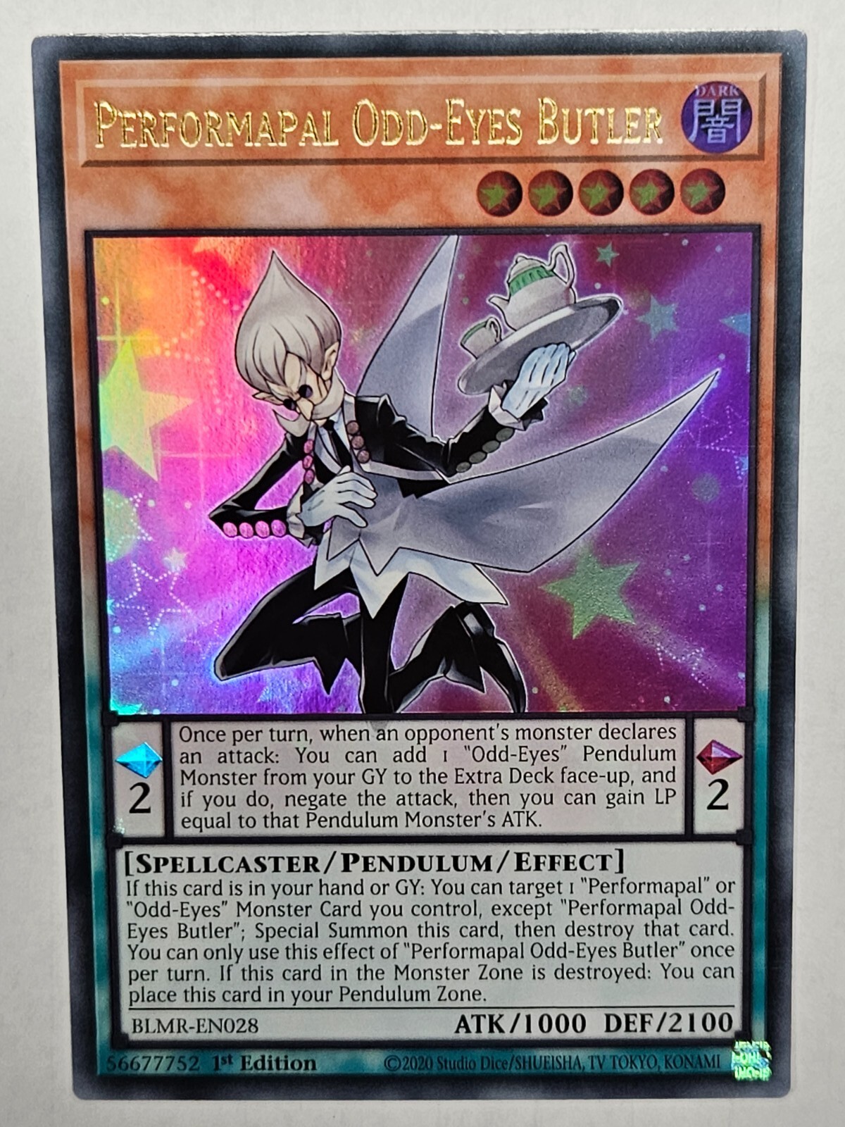 Performapal Odd-Eyes Butler | BLMR-EN028 | Ultra Rare NM 1st Ed ...