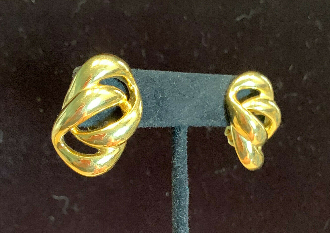 Napier Vintage Earrings Gold Tone Brushed and Smooth Loops Screw Back 1" Long | eBay