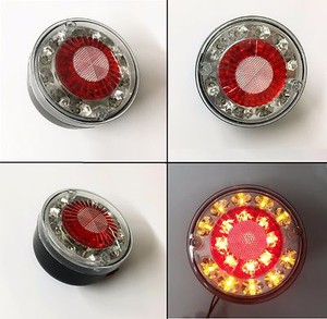 LED Rear Combination Lights 2x 12V Round Hamburger Lamps Truck Van ...