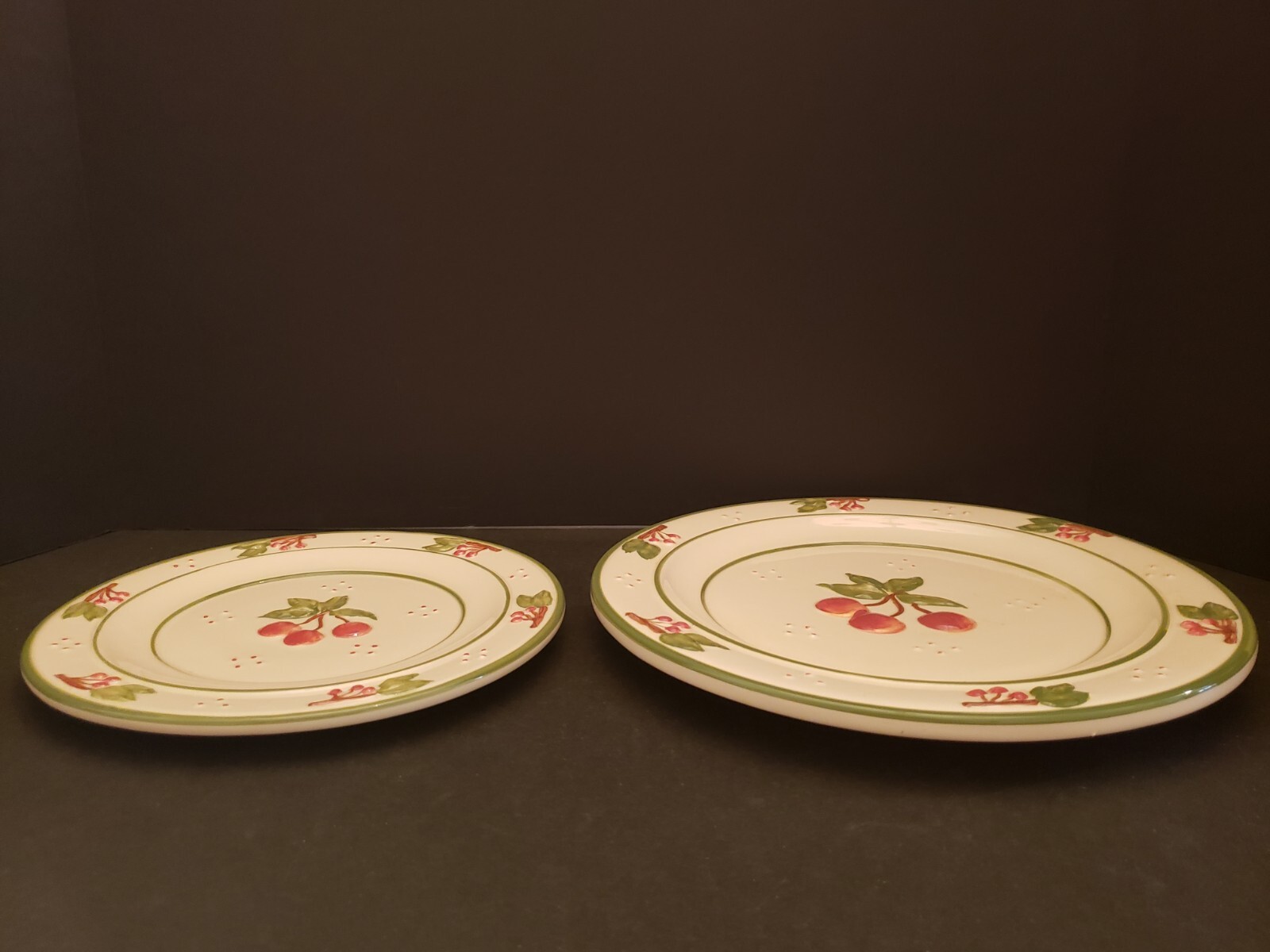 Cracker Barrel Red Cherry Cream Ceramic Platters Plates Dishes | eBay