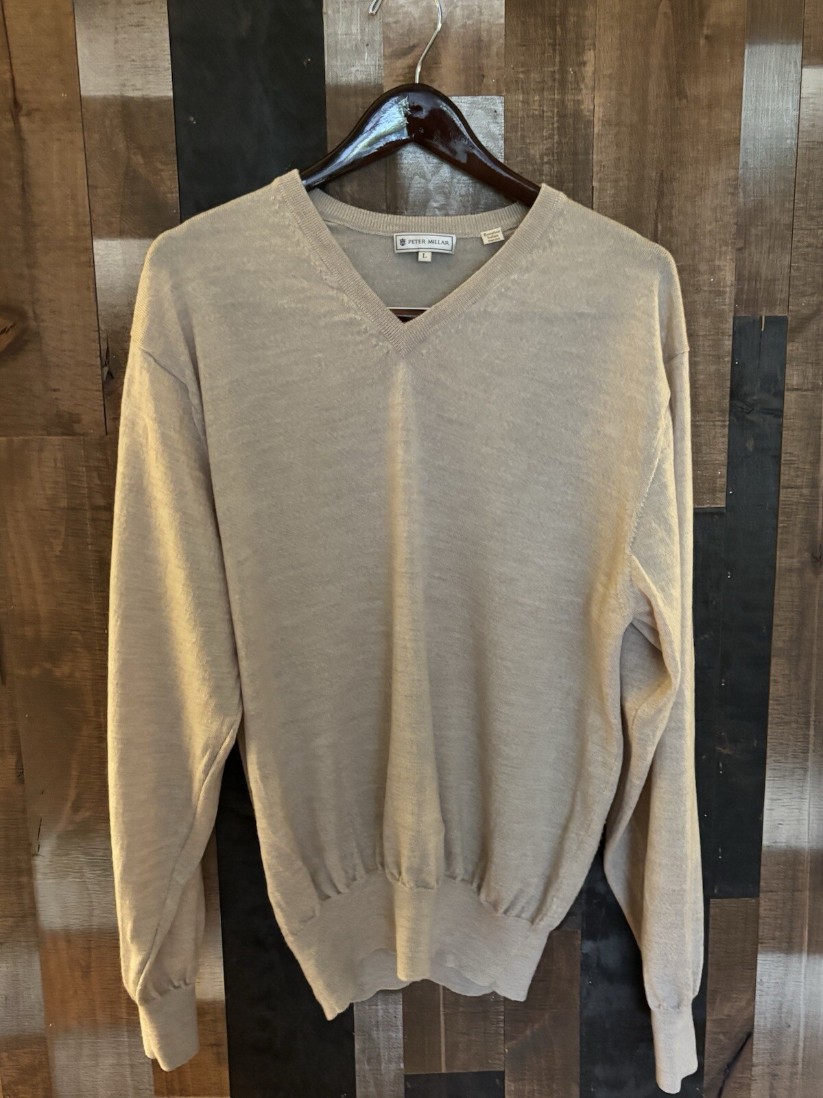 Peter Millar Italian Merino Wool Beige Sweater Size L… - Gem