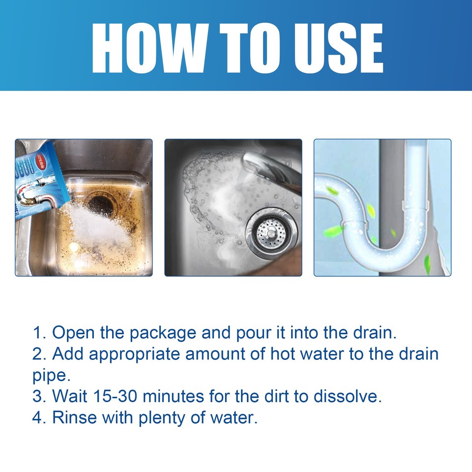 Drain Blockage Removal Powder Toilet Kitchen Cleaning Deodorant Powder ...