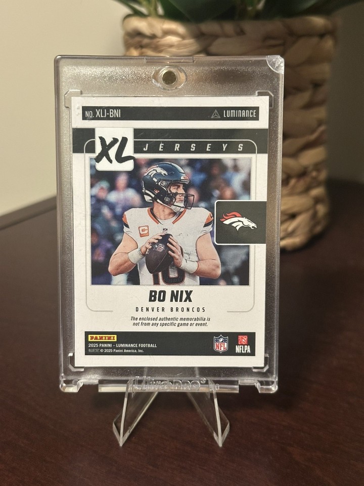 Bo Nix CUSTOM NFL SHIELD 2025 Panini Luminance XL Jerseys Jumbo Patch ...
