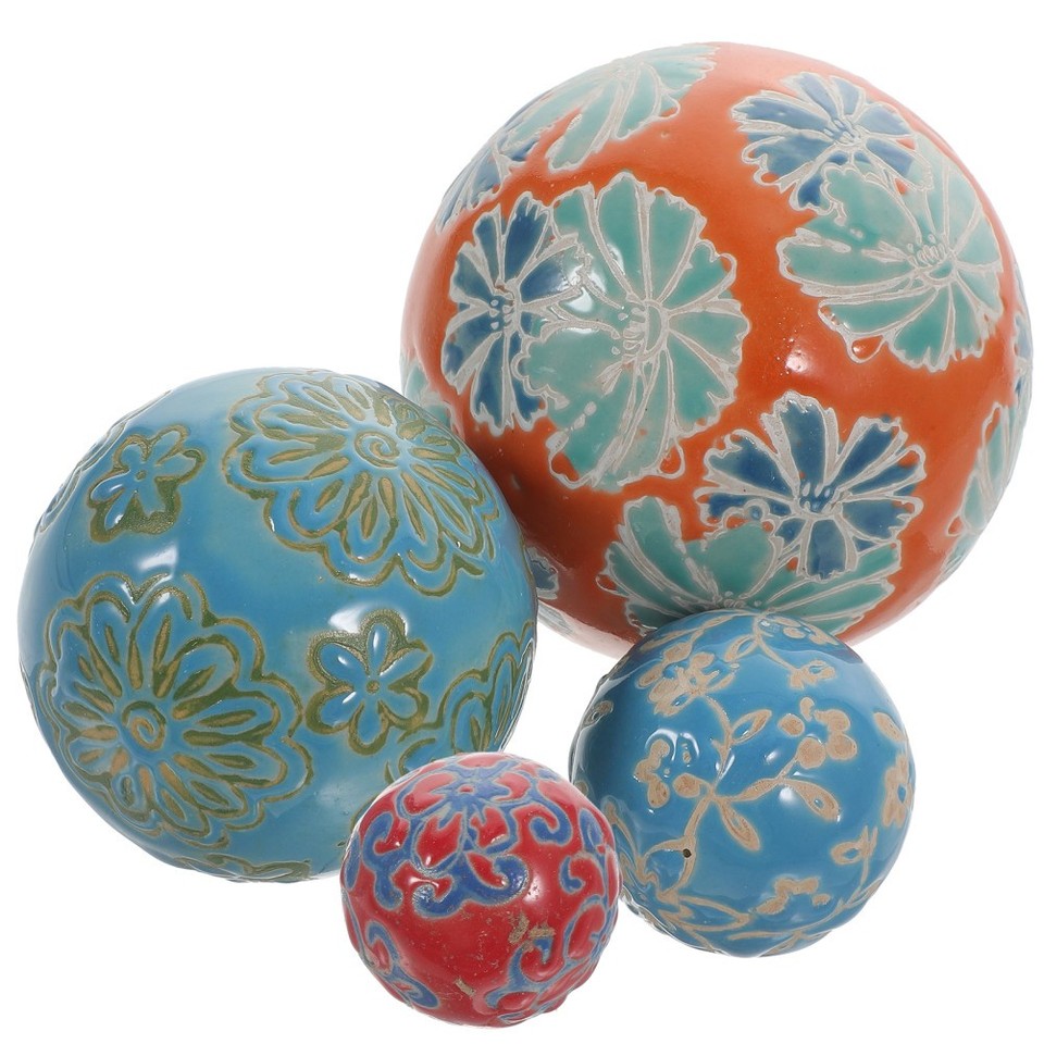 4 Pcs Blue Decor Decorative Balls for Home Bowl Porcelain Fish Tank ...