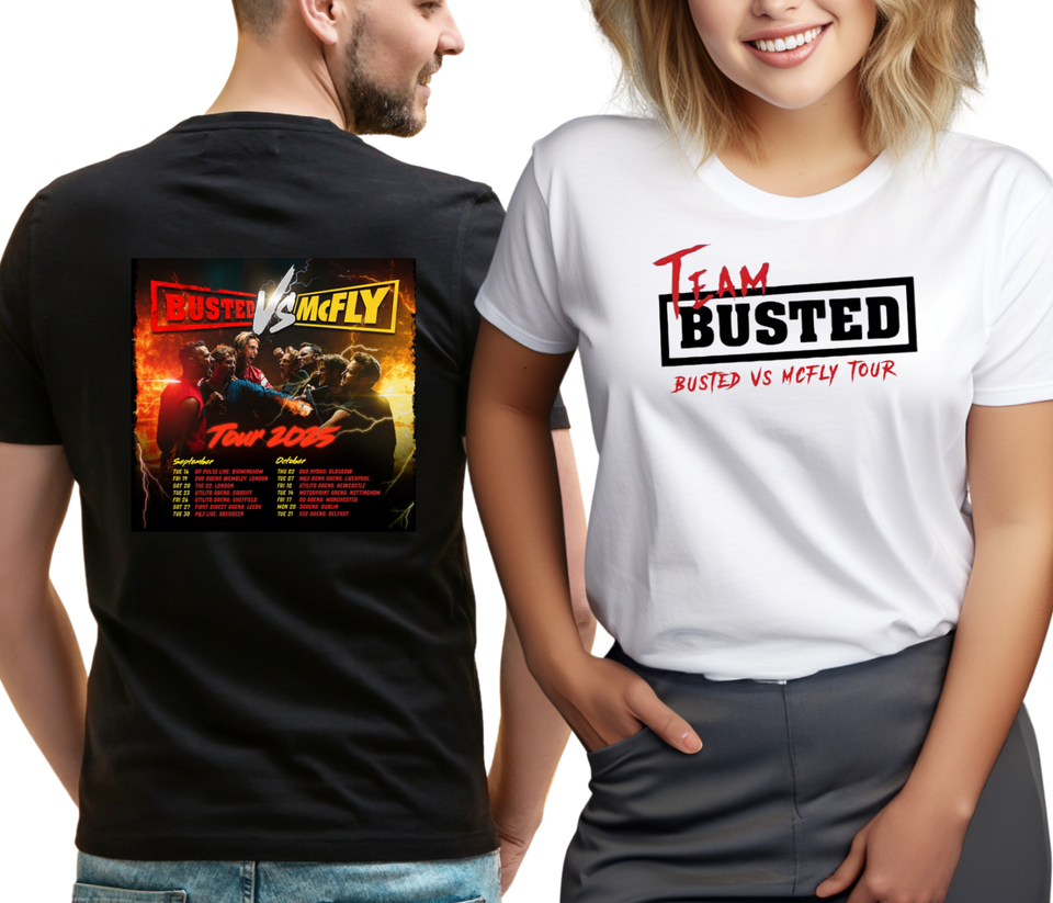 Team Busted T Shirt Busted Vs McFly 2025 Tour Unisex Uk Concert Fan Tee ...