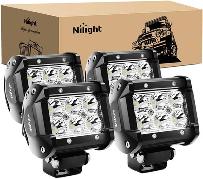 Nilight LED Pods 4PCS 18W 1260lm Spot Light Bar Bar, Black | eBay