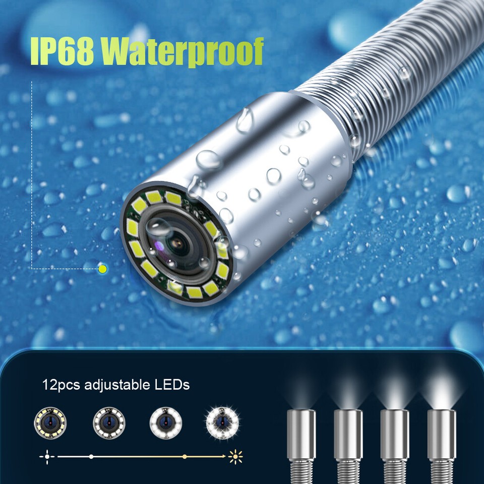 50m 10" Sewer Drain Pipe Inspection Camera with Self-leveing 512hz ...