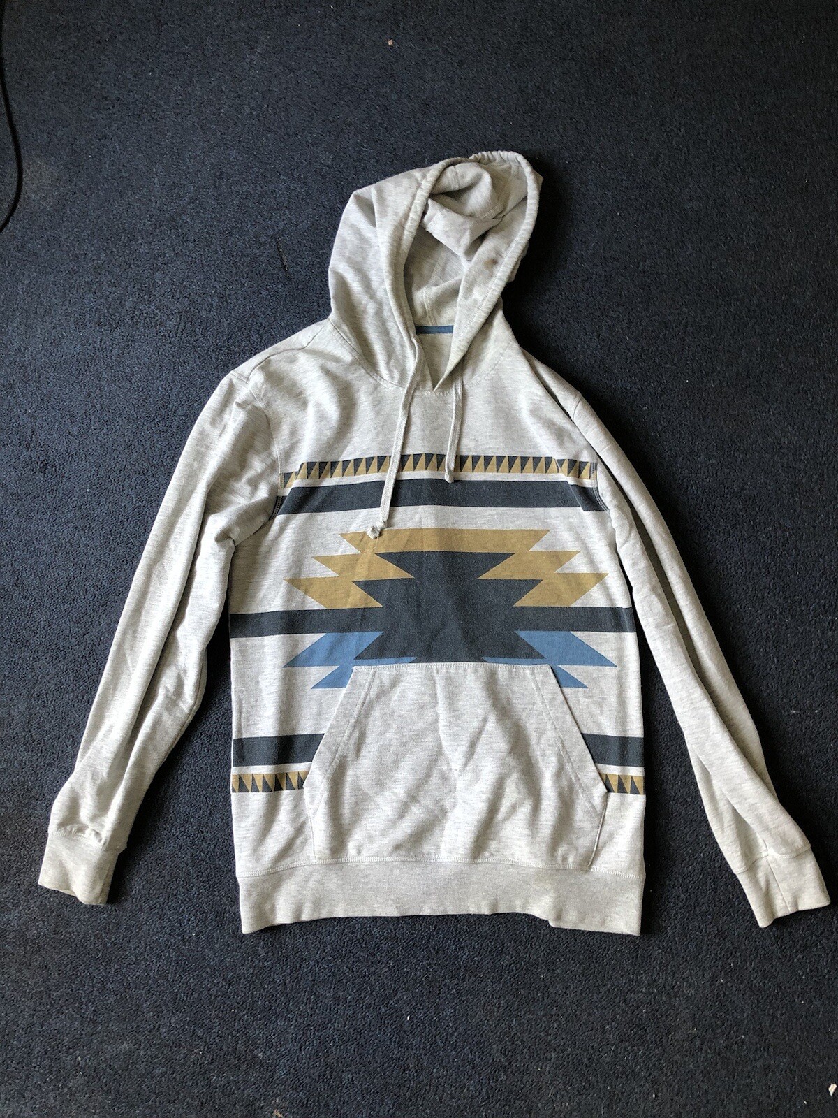 Aztec Southwestern Retrofit lightweight gray hoodie s… - Gem