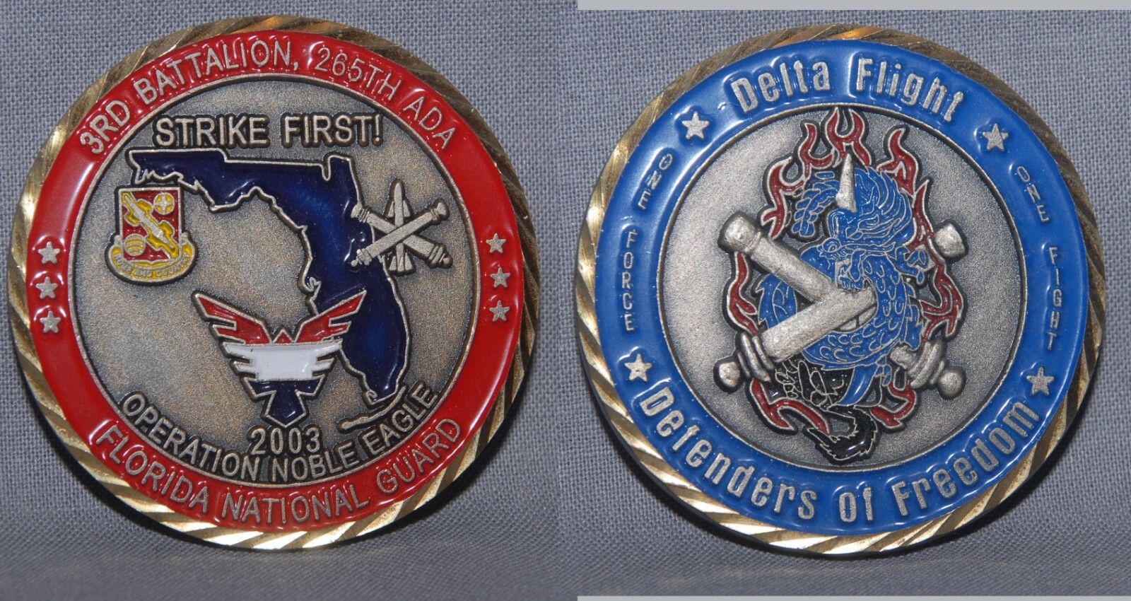 3rd BATT 265th ADA OPERATION NOBLE EAGLE - WAR ON TERROR CHALLENGE COIN ...