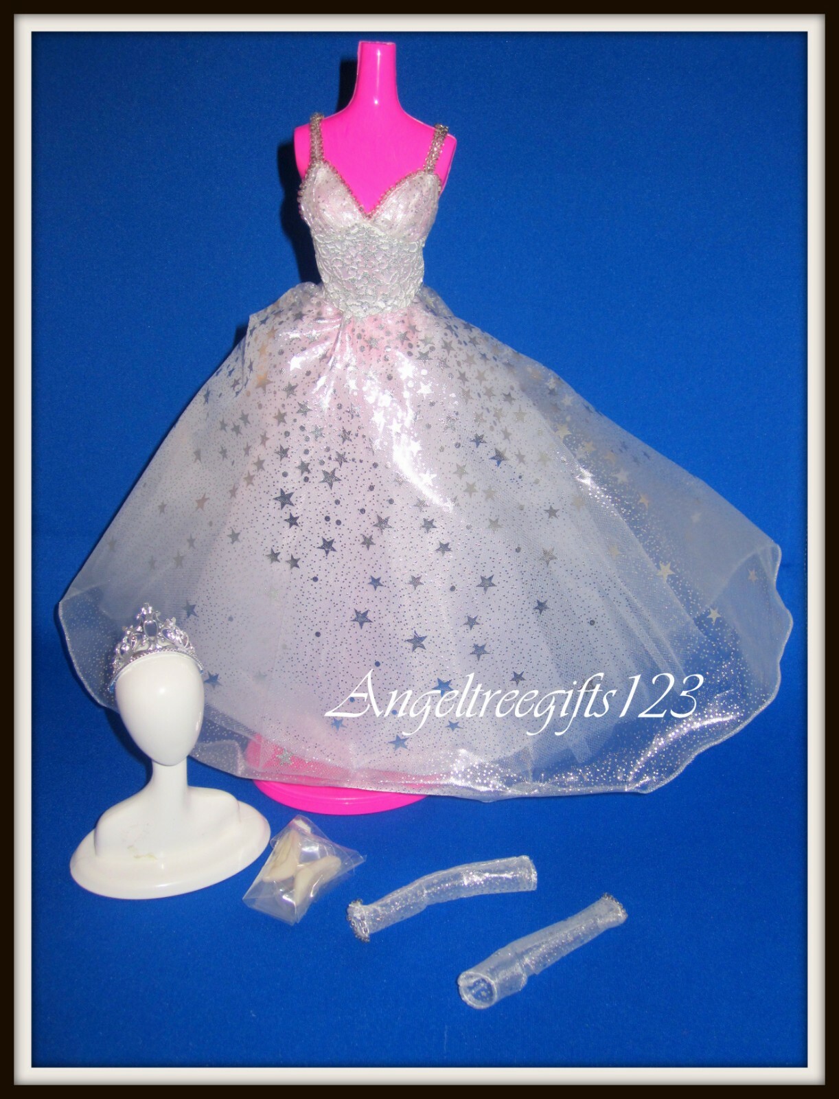 silver star ball gown dress fits Barbie silkstone | eBay