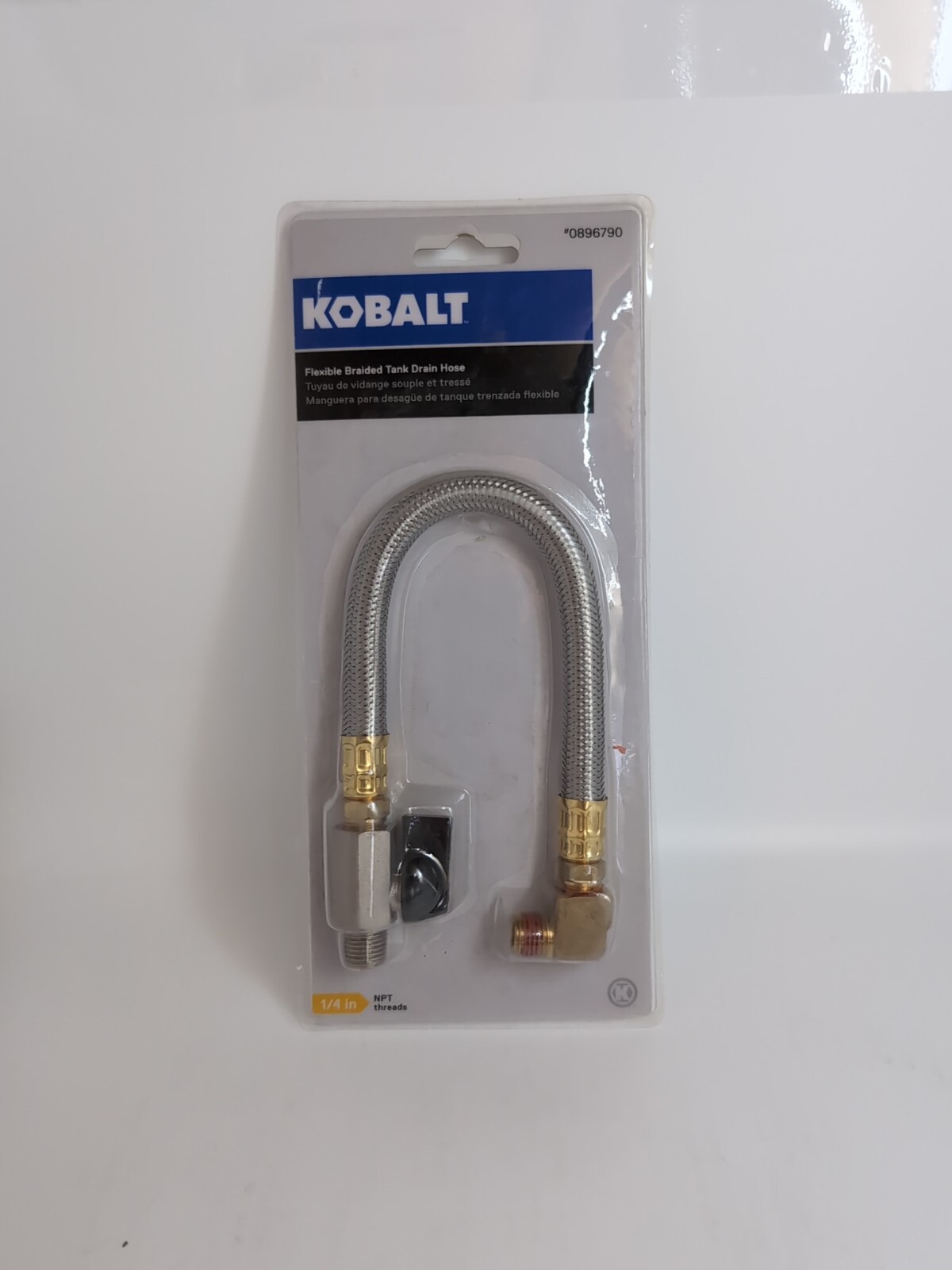 Kobalt Flexible Braided Compressor Tank Drain Hose 0896790 1/4 Inch NPT ...