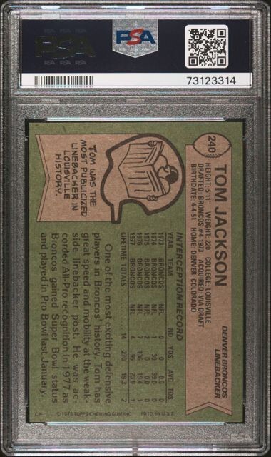 1978 Topps Tom Jackson Football Rookie Card RC #240 Denver Broncos ...