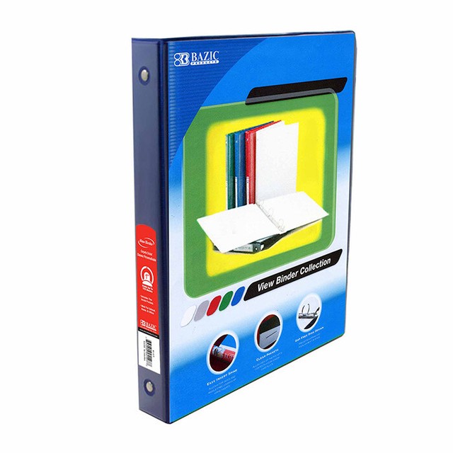 BAZIC Products 3 Ring Binder W 2 Pockets 1in Blue 3191 for sale online ...