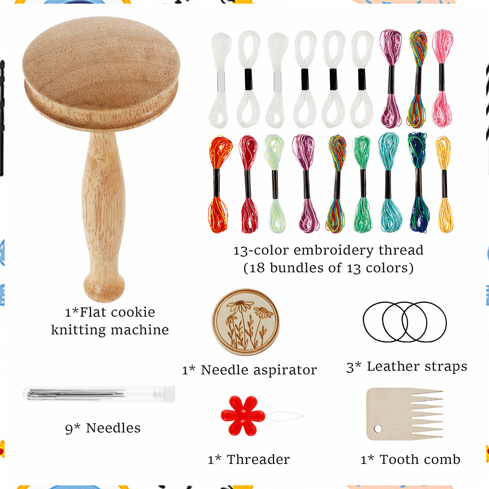 34Pcs Wooden Darning Tool Set Flat Wooden Darner Sewing Kits Mini ...