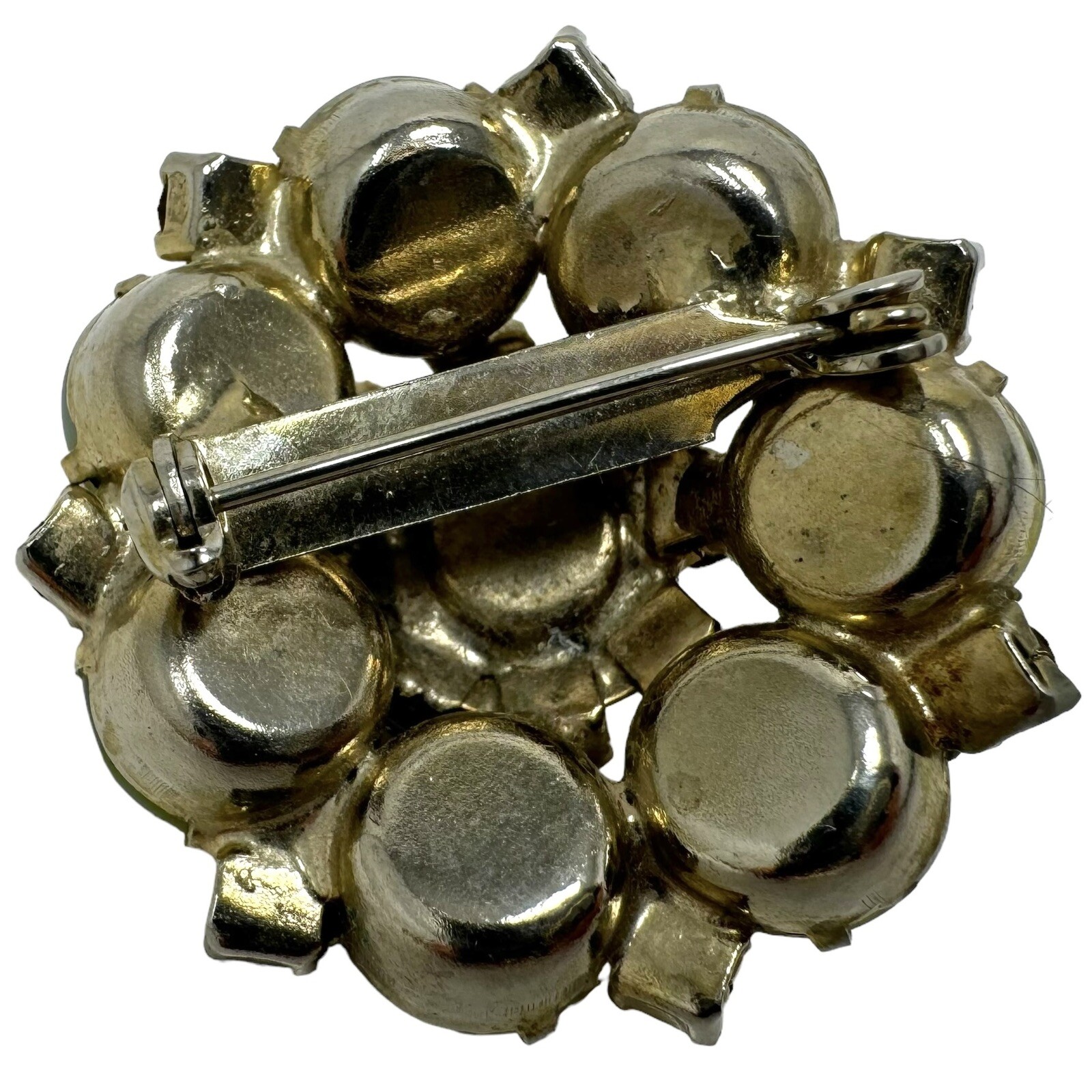 Vtg Gold Tone Lemonade Cabochons Dark Amber Color Rhi… - Gem