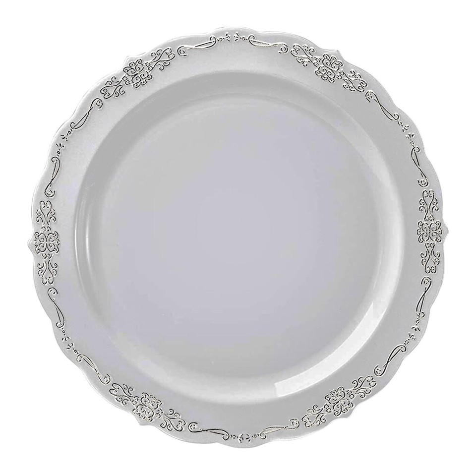 Elegant Vintage Disposable Plastic Plates Wedding Party Value Sets 120 ...