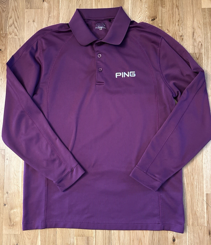 PING Shirt Men's Large Purple Performance Polyester Long Sleeve Polo | eBay