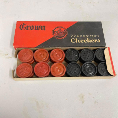 Vintage Crown checkers in original box 30 checkers red black - HLN | eBay
