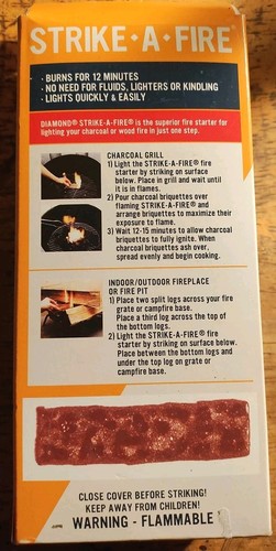 8 piece Diamond Strike-A-Fire Starter Match Sticks Firestarter Logs ...