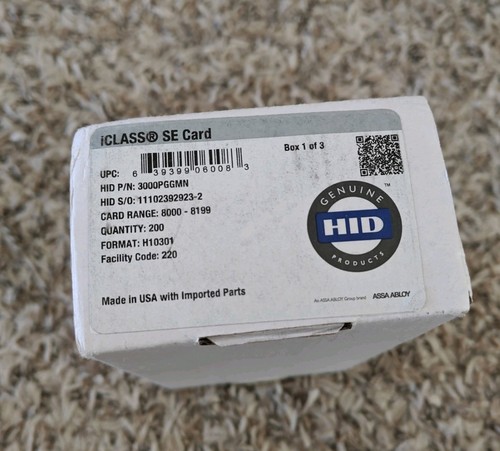 200x HID 3000PGGMN, iClass SE Card H10301 Standard 26bit | eBay
