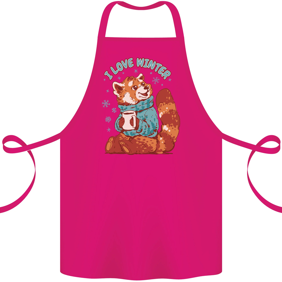 Red Panda Bear I Love Winter Cotton Apron 100% Organic | eBay