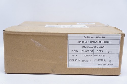 Cardinal Health CH6X9STAT Specimen Transport Bags - Box of 100 | eBay