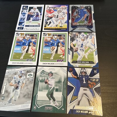 Lot (19) ZACH WILSON RC ROOKIES Misc Penn State Jets Football Cards (d9 ...
