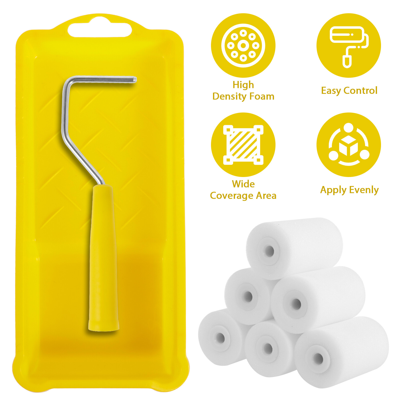 8Pcs Paint Roller Set 2inch Mini Foam Paint Roller with Handle and ...