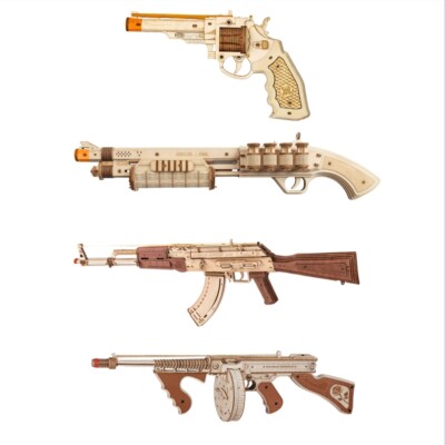 ROKR 3D Wooden Puzzles Gun Model Kits Jigsaw Puzzles Building DIY Teen ...