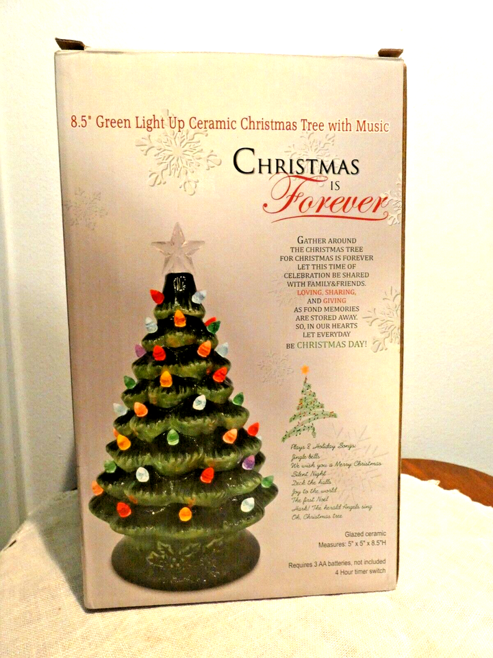 Musical CHRISTMAS IS FOREVER Ceramic Christmas Tree, 8 Tunes 8.5 ...