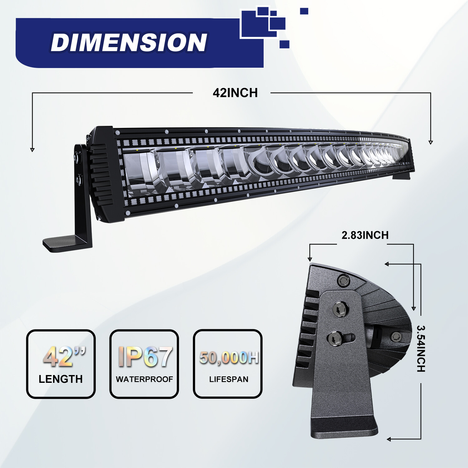 RGB Curved LED Light Bar 42Inch+4Inch RGB LED Pods For Off road Chevy ...