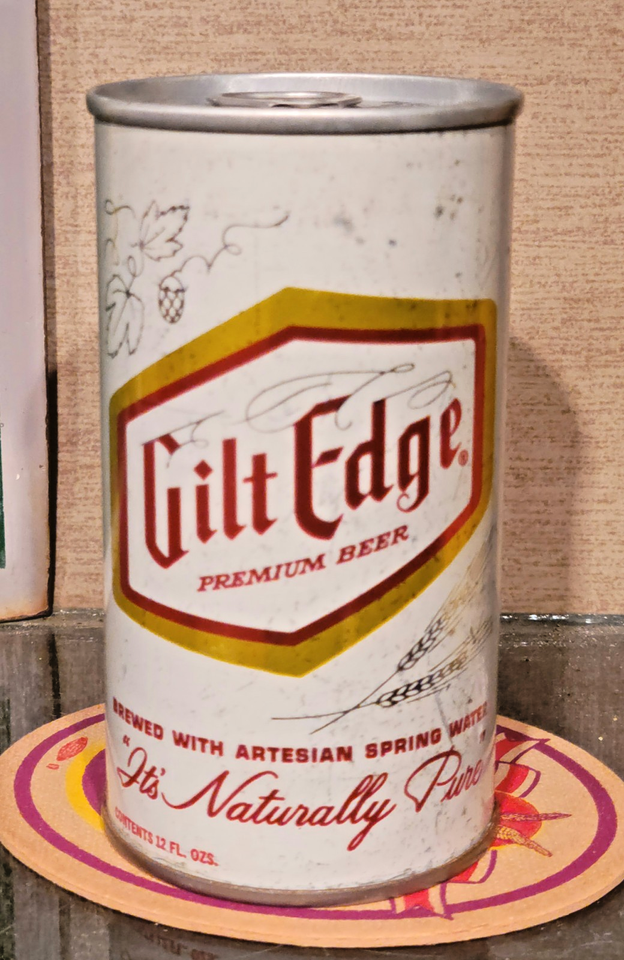1968 BOTTOM OPENED GILT EDGE STEEL PULL TAB BEER CAN BOSCH BREWING ...