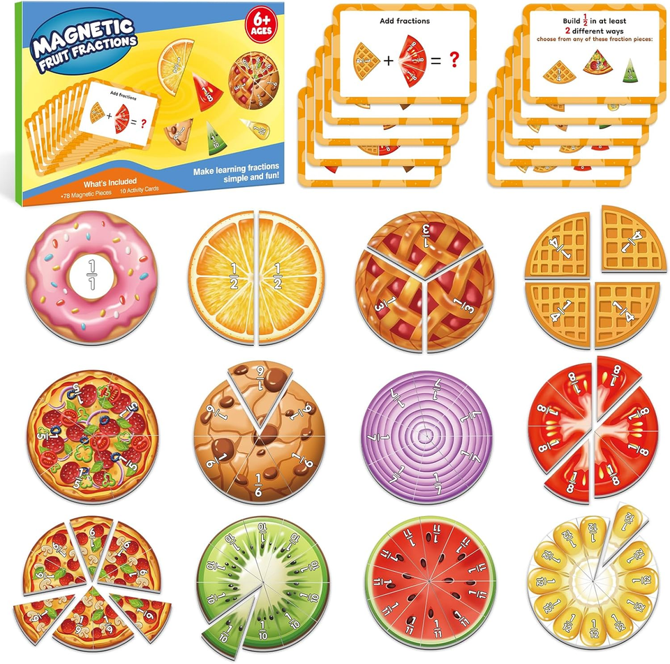 Magnetic Fraction Tiles & Circles, Bars,Math Manipulatives, Fraction ...