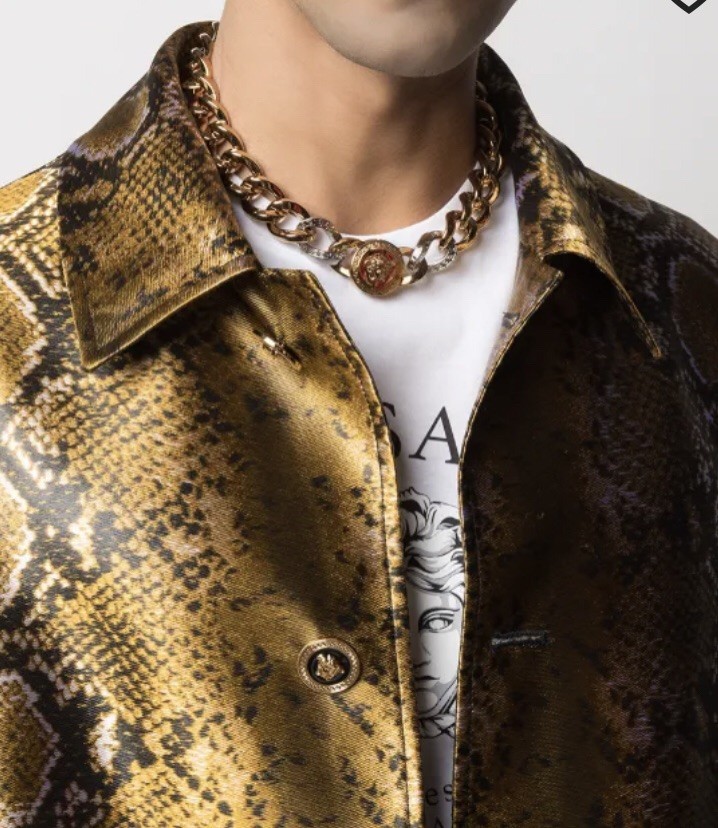 Versace Thick chain link Signature necklace Greek Key Print Medusa Gold ...
