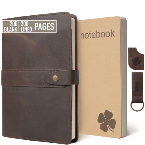 Refillable Genuine Leather Journal, Writing Notebook, 2 Bound Notebooks ...