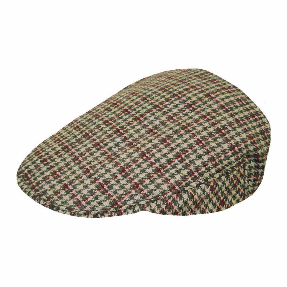 TWEED CHECK FLAT CAP VINTAGE HERRINGBONE WOOL MIX GATSBY BAKER BOY ...