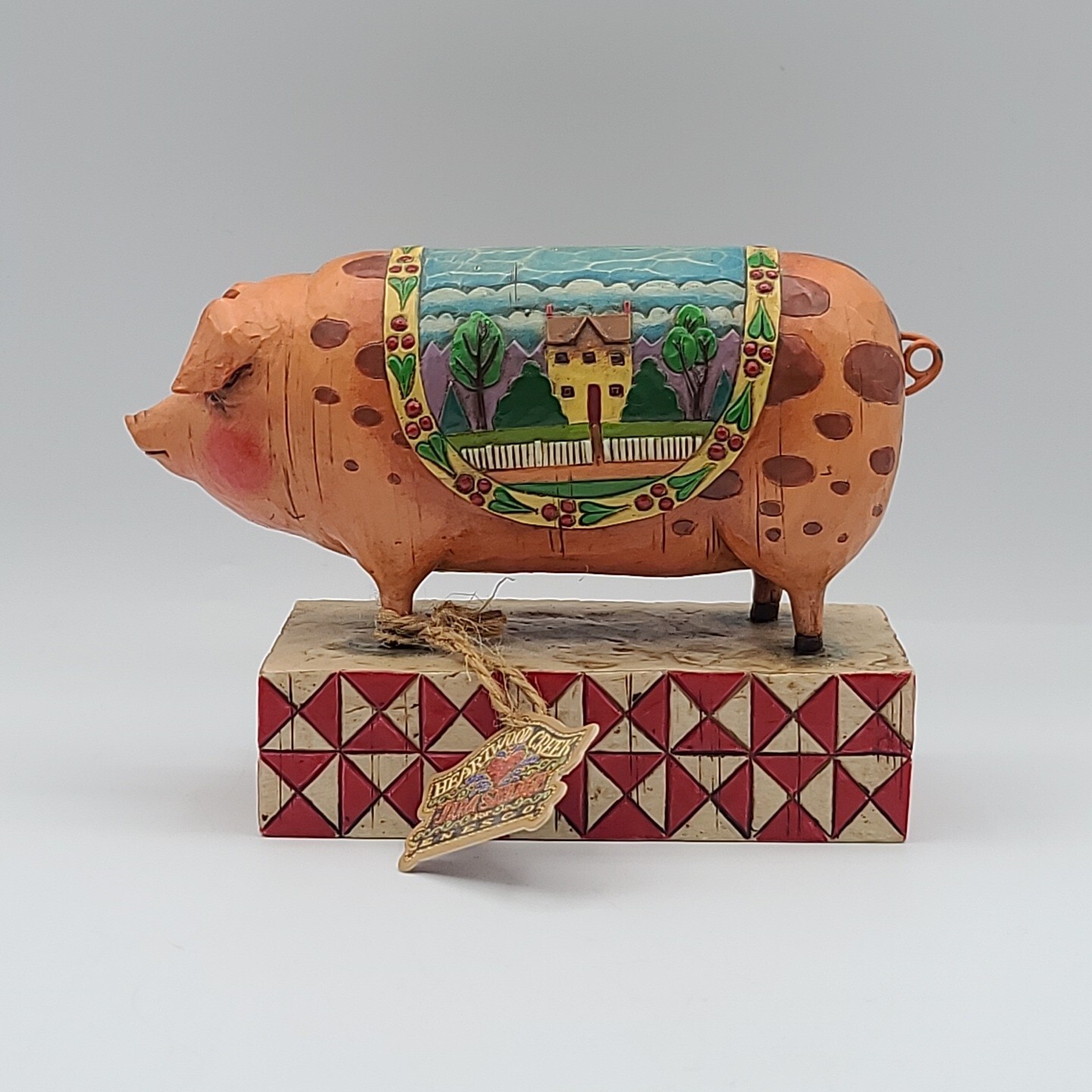 Jim Shore 117142 Country Heritage Pig Figurine Quilt Enesco Heartwood ...