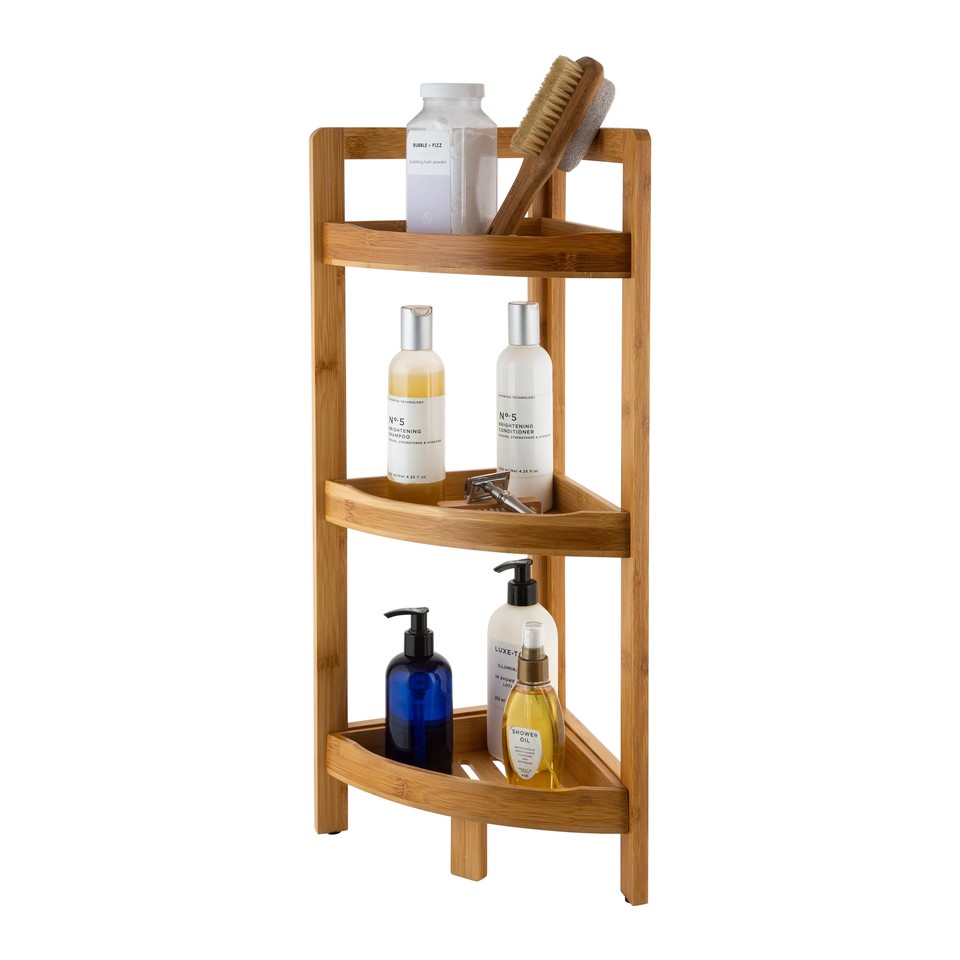 Tier Bamboo Bathroom Corner Storage Shelf | eBay