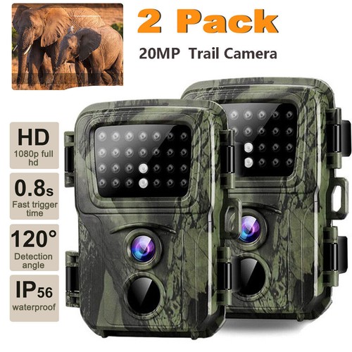 2 Pack 20MP 1080P Hunting Trail Camera Wildlife Waterproof Game Cam ...
