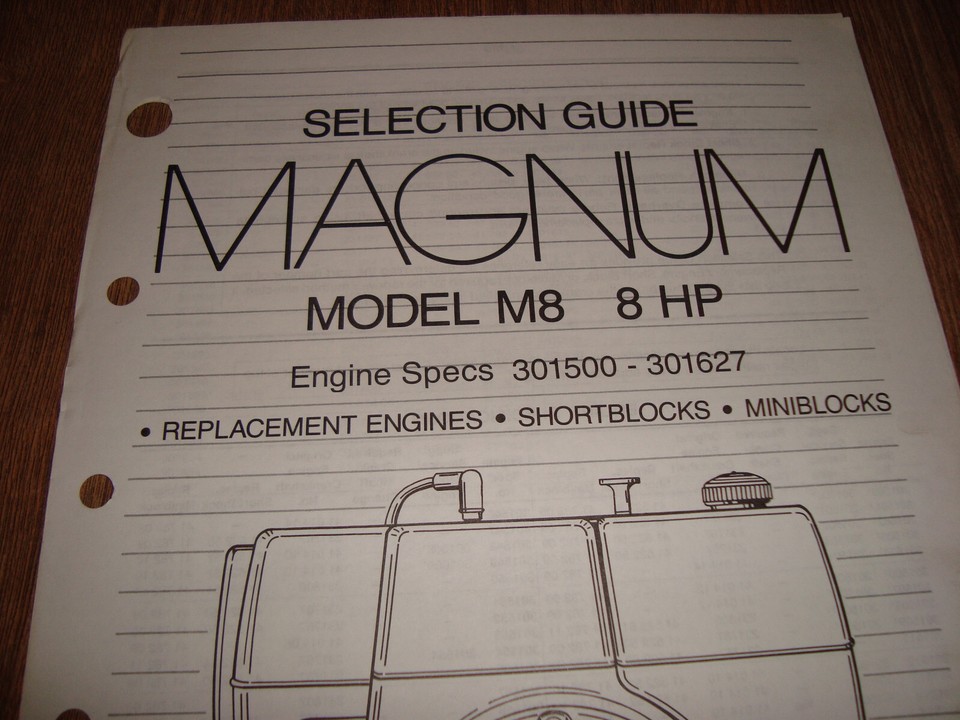 Kohler Engines Magnum Model M8 8HP Engine Specs 301500-301627 Selection ...