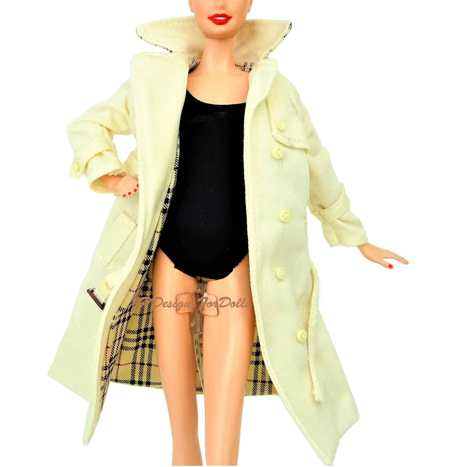 Barbie Burberry Trench Coat Plaid Linning Doll Clothes New | eBay UK