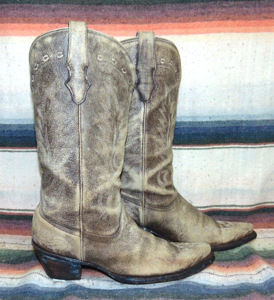 Womens Corral Brown Distressed Leather Cowboy Boots 7 1/2 M Good Used ...