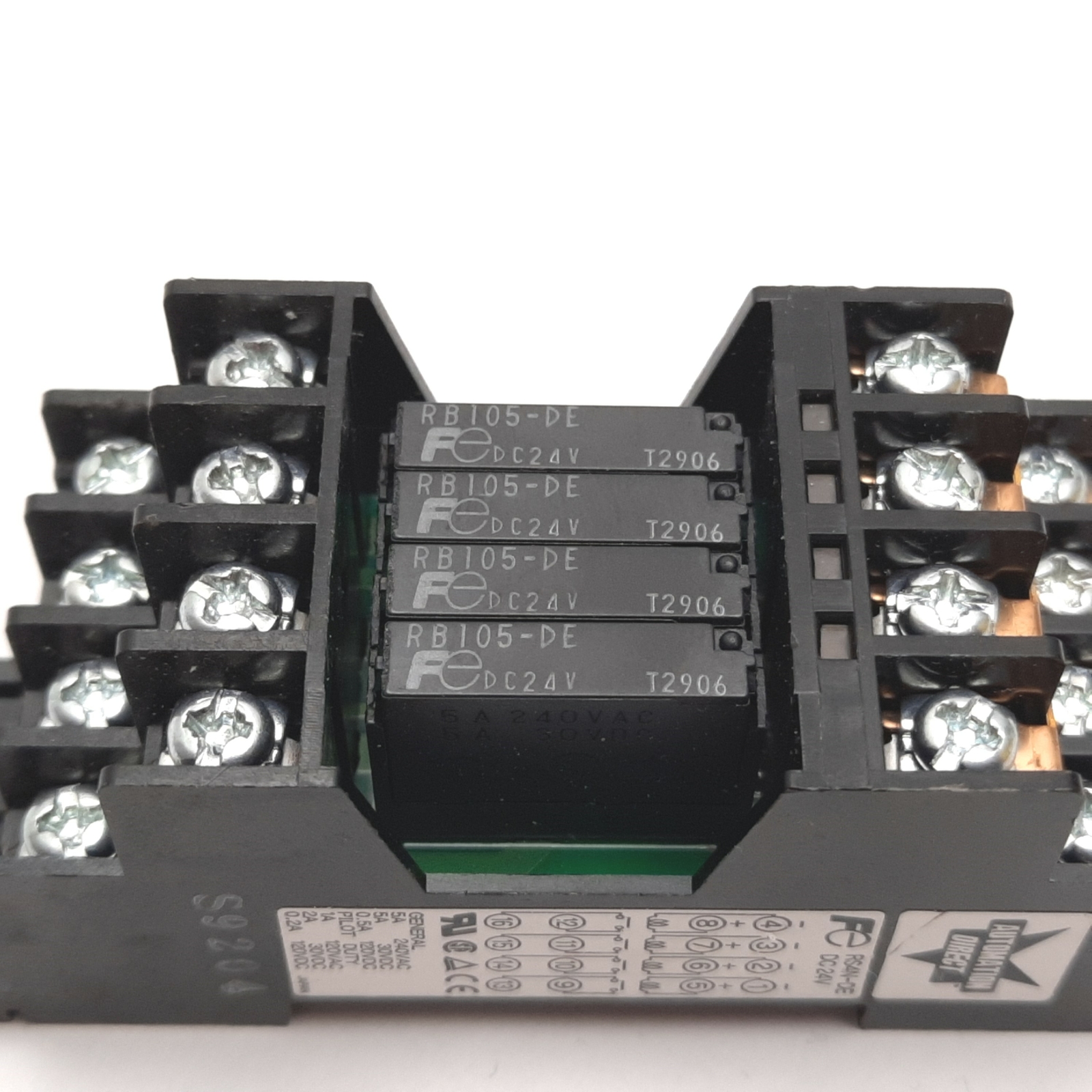 Automation Direct RS4N-DE Card Relay, 4PST N/O, Coil: 24VDC, 240VAC ...