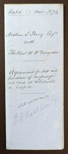 1874 Indenture Perry & Freeman of Hackford for Land at Whitwell ...