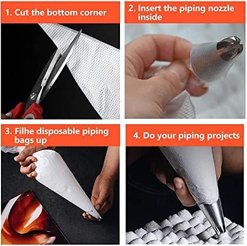 100 PCS Disposable Piping Bags Fyvadio Disposable Pastry Bags with 4 ...
