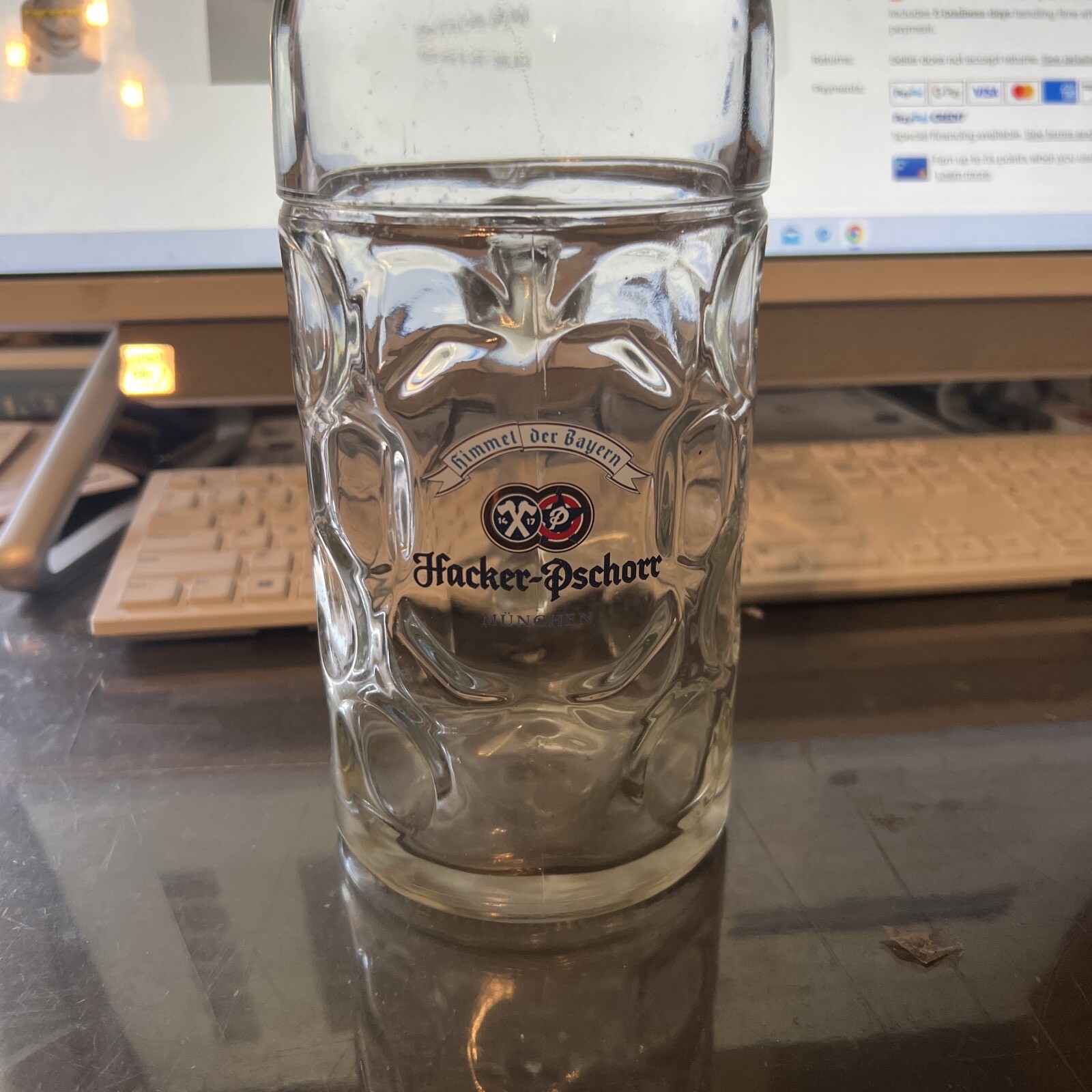 Huge Heavy 1 Liter Hacker Psychotropic Munched Dimpled Beer Stein Mug 3 ...