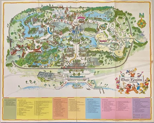 Vintage 1974 WALT DISNEY WORLD Magic Kingdom PARK Guide MAP POSTER 39 x ...